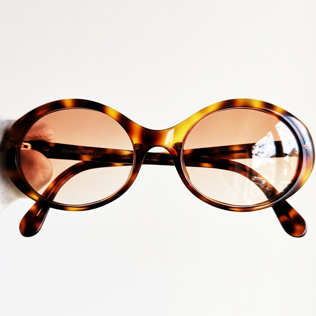 ARMANI Vintage Sunglasses Rare Oval Kurt Cobain Gold Tortoise Brown ...