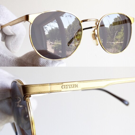 CITIZEN vintage sunglasses rare oval round gold fille… - Gem