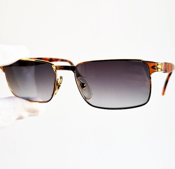 PERSOL vintage sunglasses squared rectangular gold to… - Gem