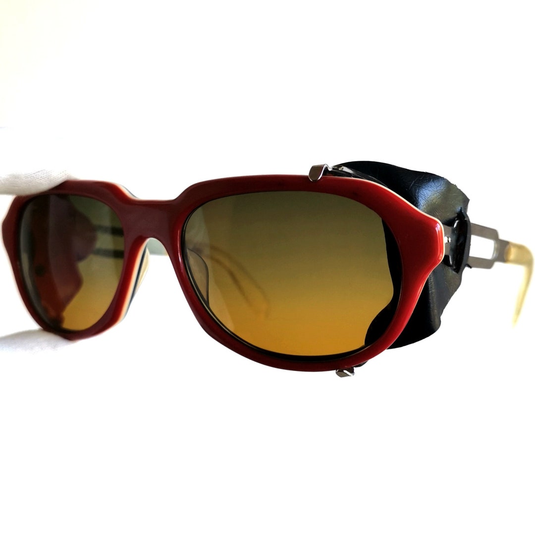 BARUFFALDI Italy Aviator Pilot Vintage Sunglasses Red White Blue Side ...