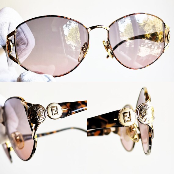 FENDI vintage sunglasses rare oval gold rim roman coi… - Gem