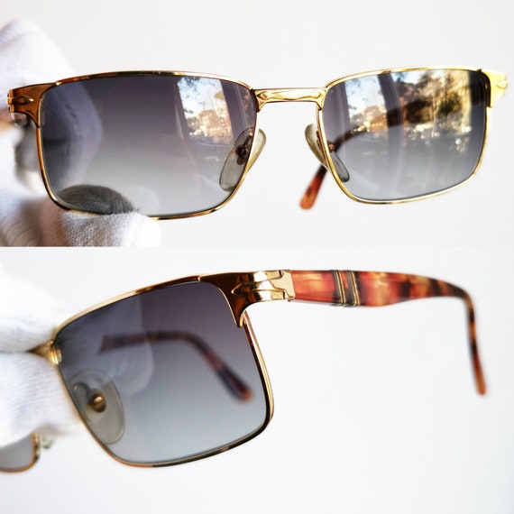 PERSOL vintage sunglasses squared rectangular gold to… - Gem
