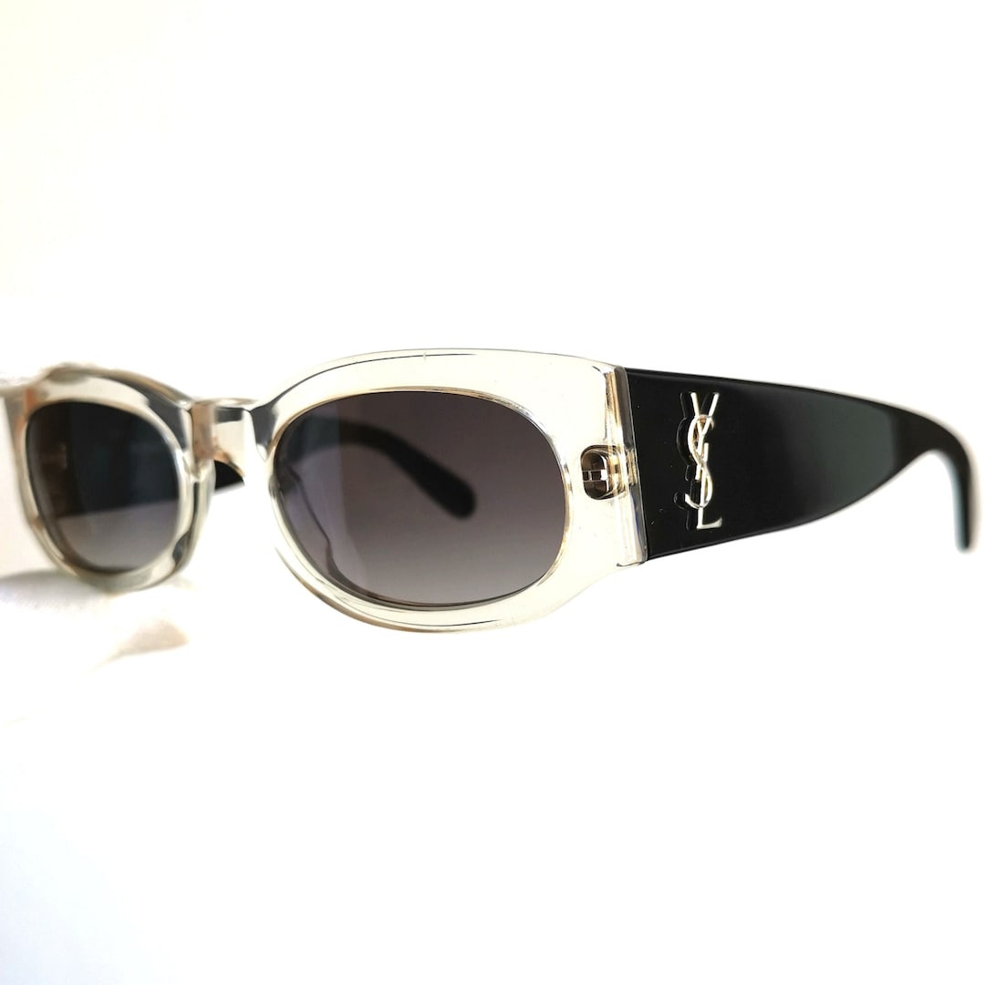 YVES SAINT LAURENT Vintage Sunglasses Ysl Black Silver Clear ...