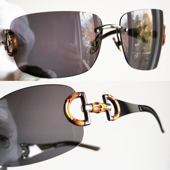 GUCCI Vintage Sunglasses Oval Rectangular Frameless Wrap GUCCI Vintage Sunglasses Oval Rectangular Frameless Wrap