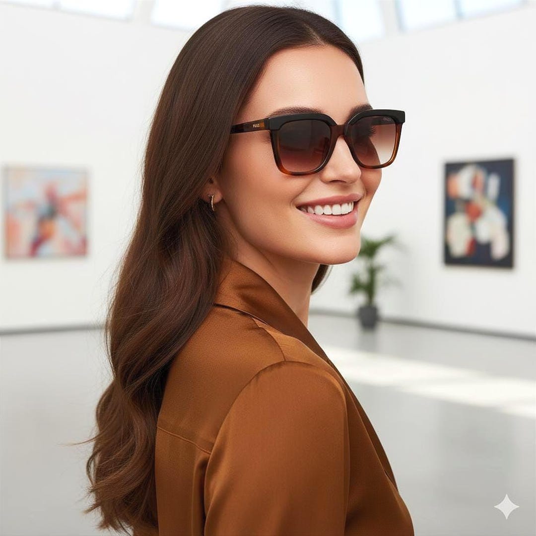 EMILIO PUCCI Square Sunglasses Brown Black Eyebrow Accent Wayfarer ...