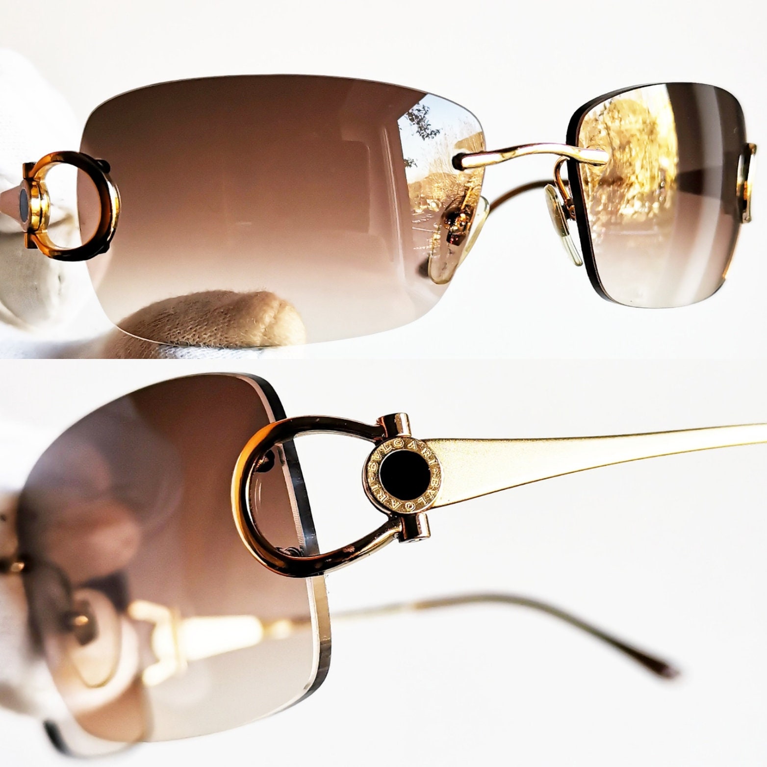 BVLGARI Vintage Sunglasses Rare Oval Rimless Frameless BVLGARI Vintage Sunglasses Rare Oval Rimless Frameless