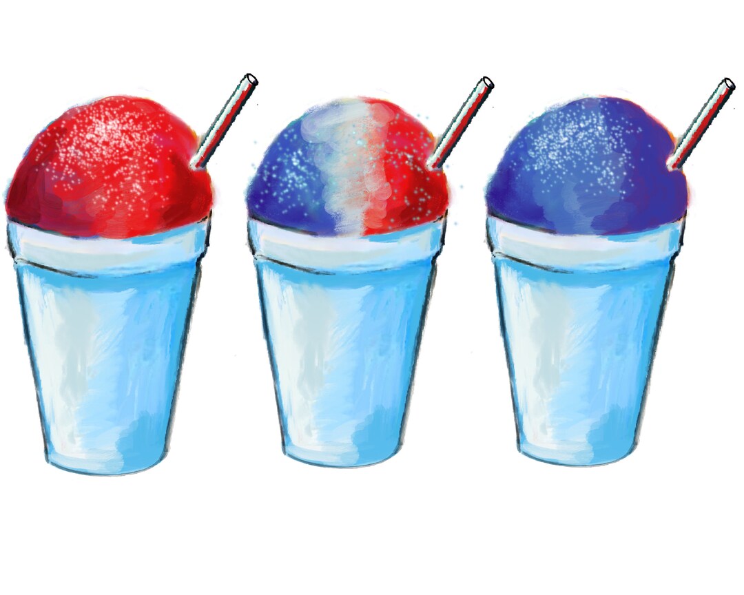 Red White and Blue Snowball Louisiana Watercolor PNG Digital Download ...