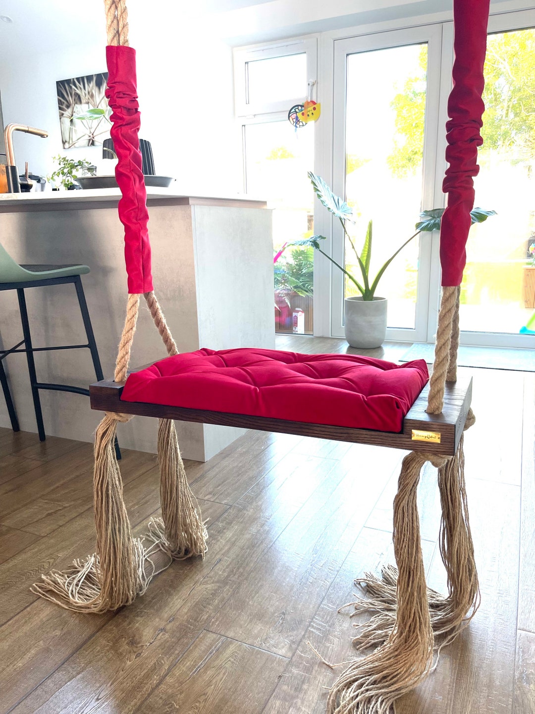 Extra Large Wooden Swing: Solid Wood, Indoor Outdoor, Custom Colors - Etsy