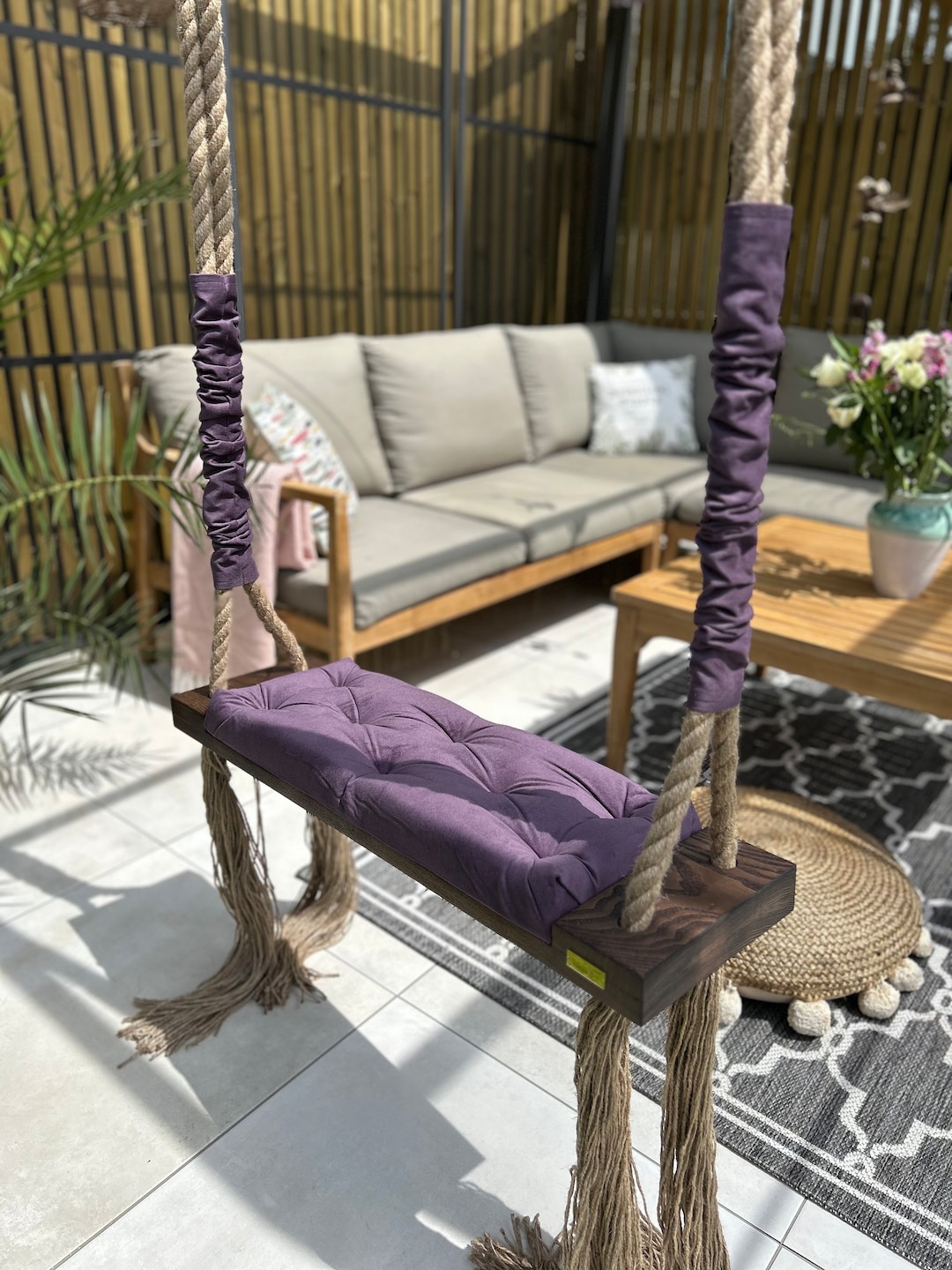 Handmade Luxury Indoor / Outdoor Extra Large Purple Swing for Adults ...