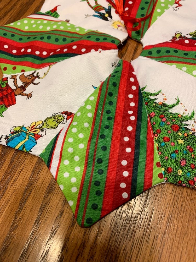 Christmas Tree Skirt Table Top Tiny Grinch Whoville - Etsy