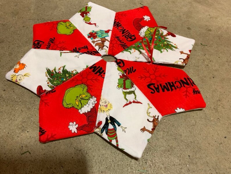 Christmas Tree Skirt Table Top Tiny Grinch Whoville - Etsy