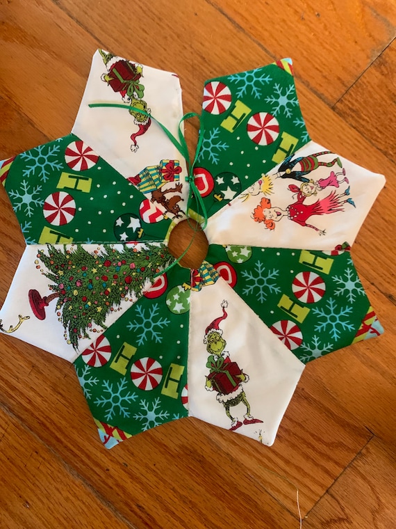 Christmas Tree Skirt Table Top Tiny Grinch Green Small - Etsy