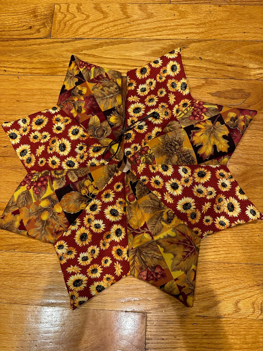 Autumn Tree Skirt: Sunflower & Fall Leaves Print - Etsy