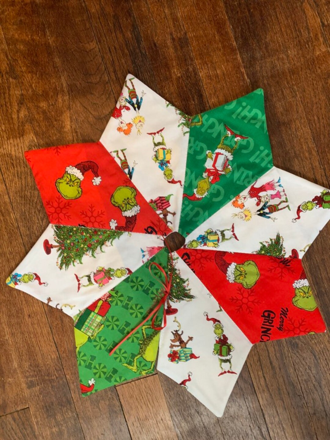 Christmas Tree Skirt Table Top Tiny Grinch Red Green - Etsy
