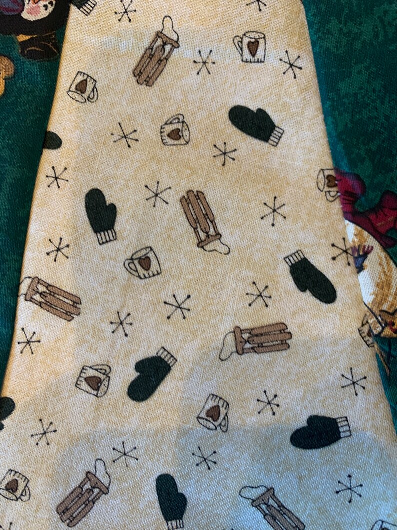 Christmas tree skirt table top mini snowmen small green | Etsy