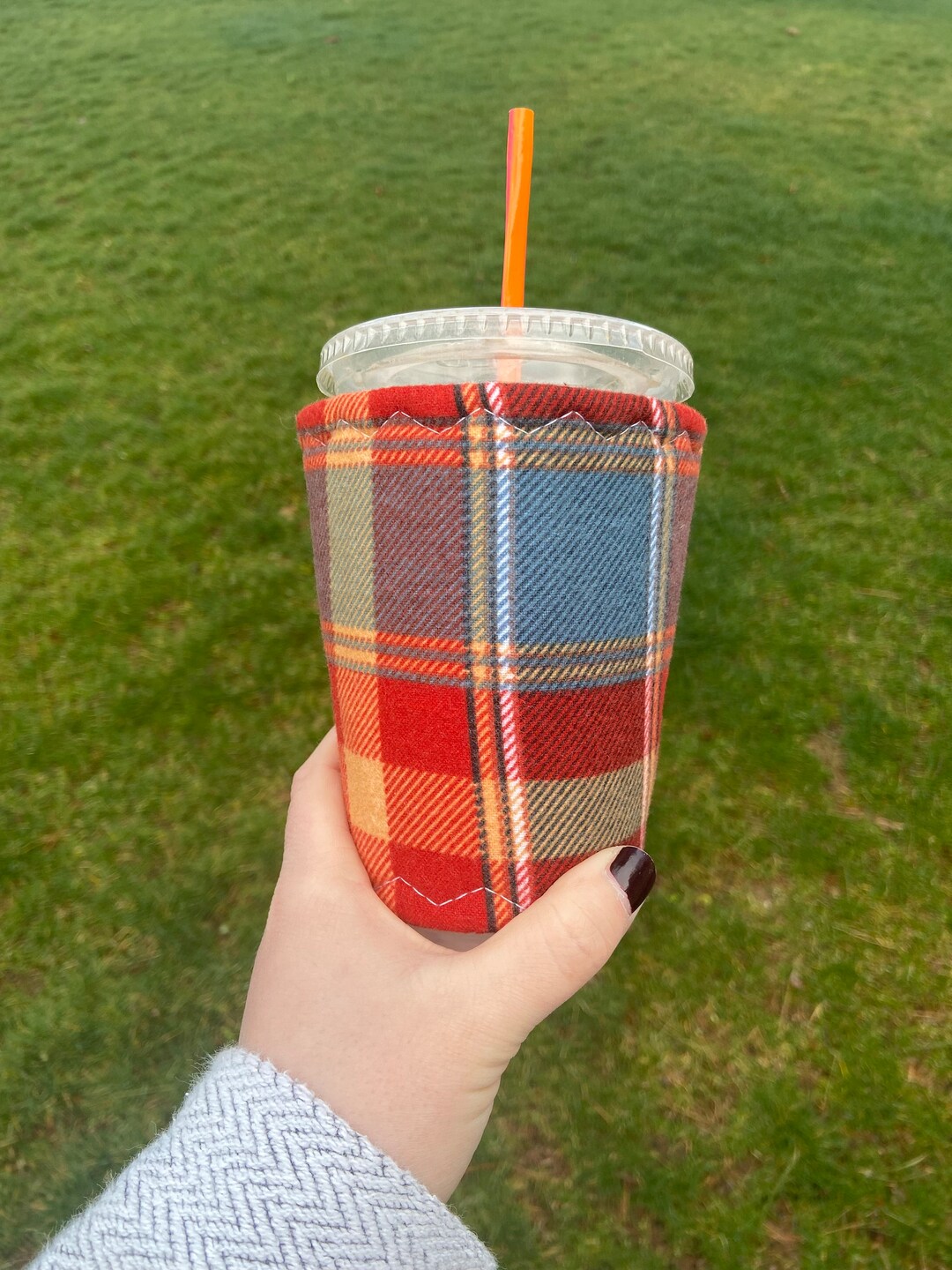 Flannel Coffee Cozy Iced Coffee Cozy Sleeve - Etsy