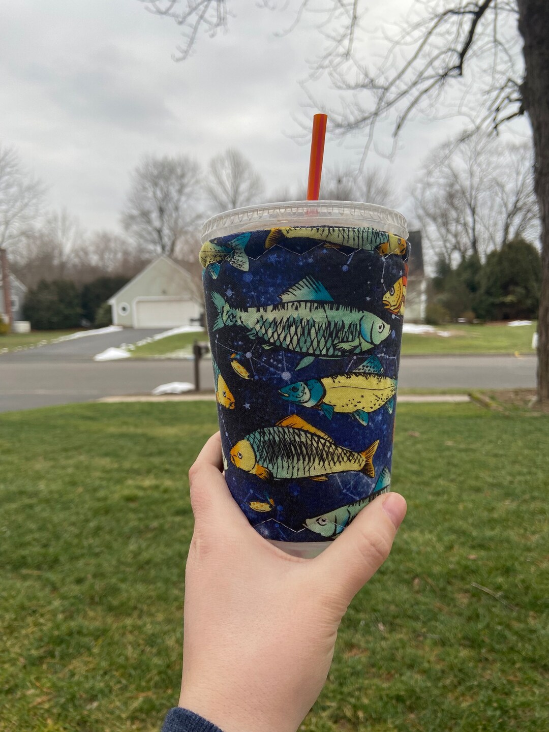 Galactic Fish Coffee Cozy Iced Coffee Cozy Sleeve - Etsy