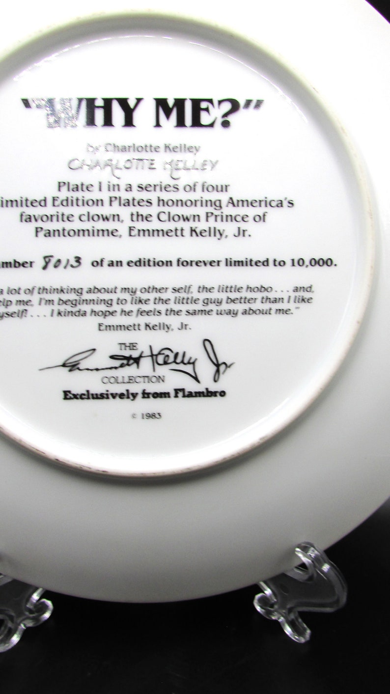 Emmett Kelly, Jr. Number One in Series Why Me? 1983 Limited Edition ...