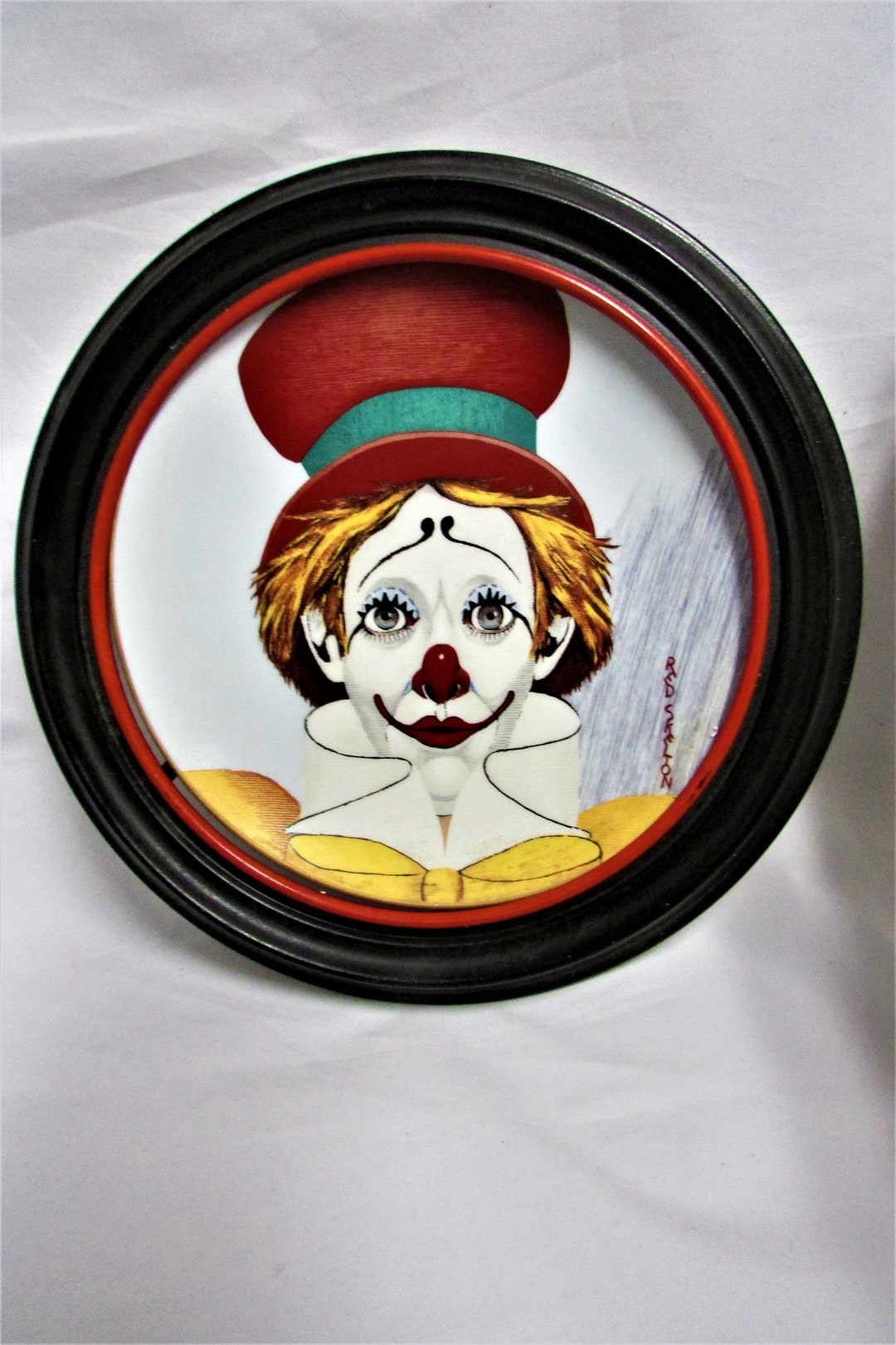 Vintage Red Skelton Wood Framed " Happy Clown Plate." - Etsy