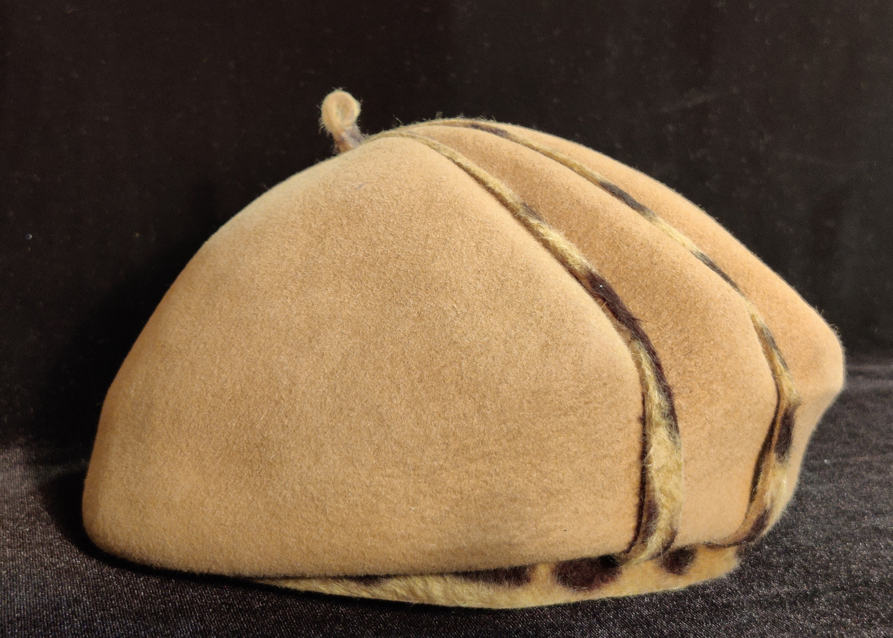 Molded Felt Beret for Women With Leopard Pattern Beige Ladies - Etsy