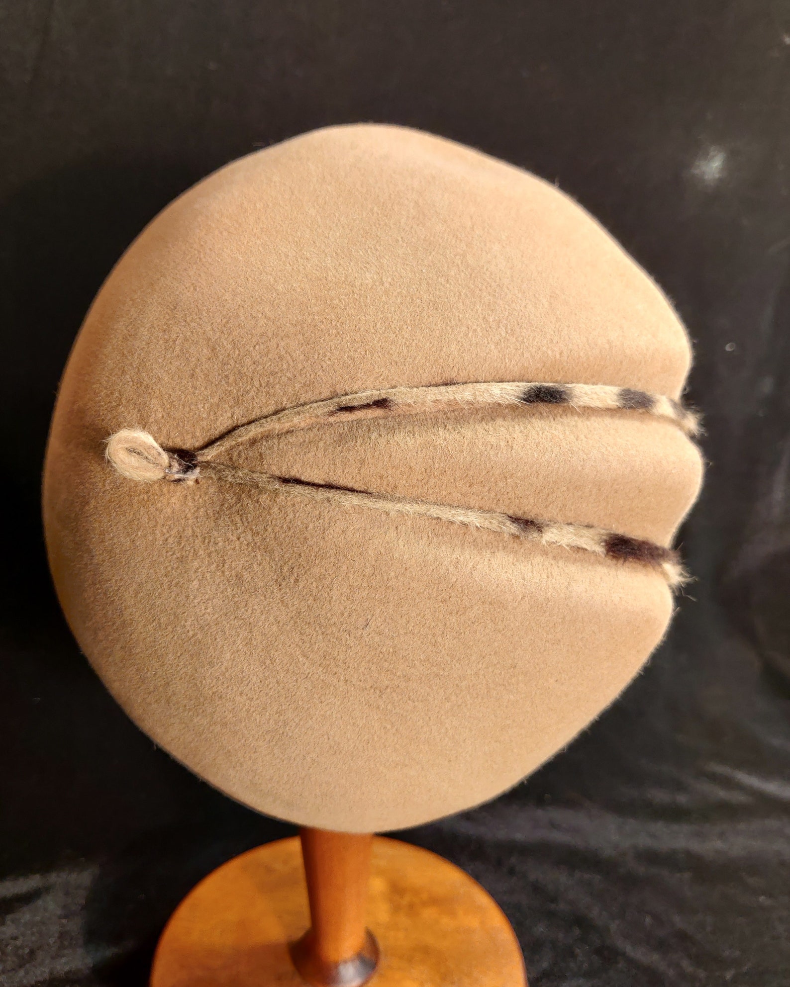 Molded Felt Beret for Women With Leopard Pattern, Beige Ladies Felt Hat ...