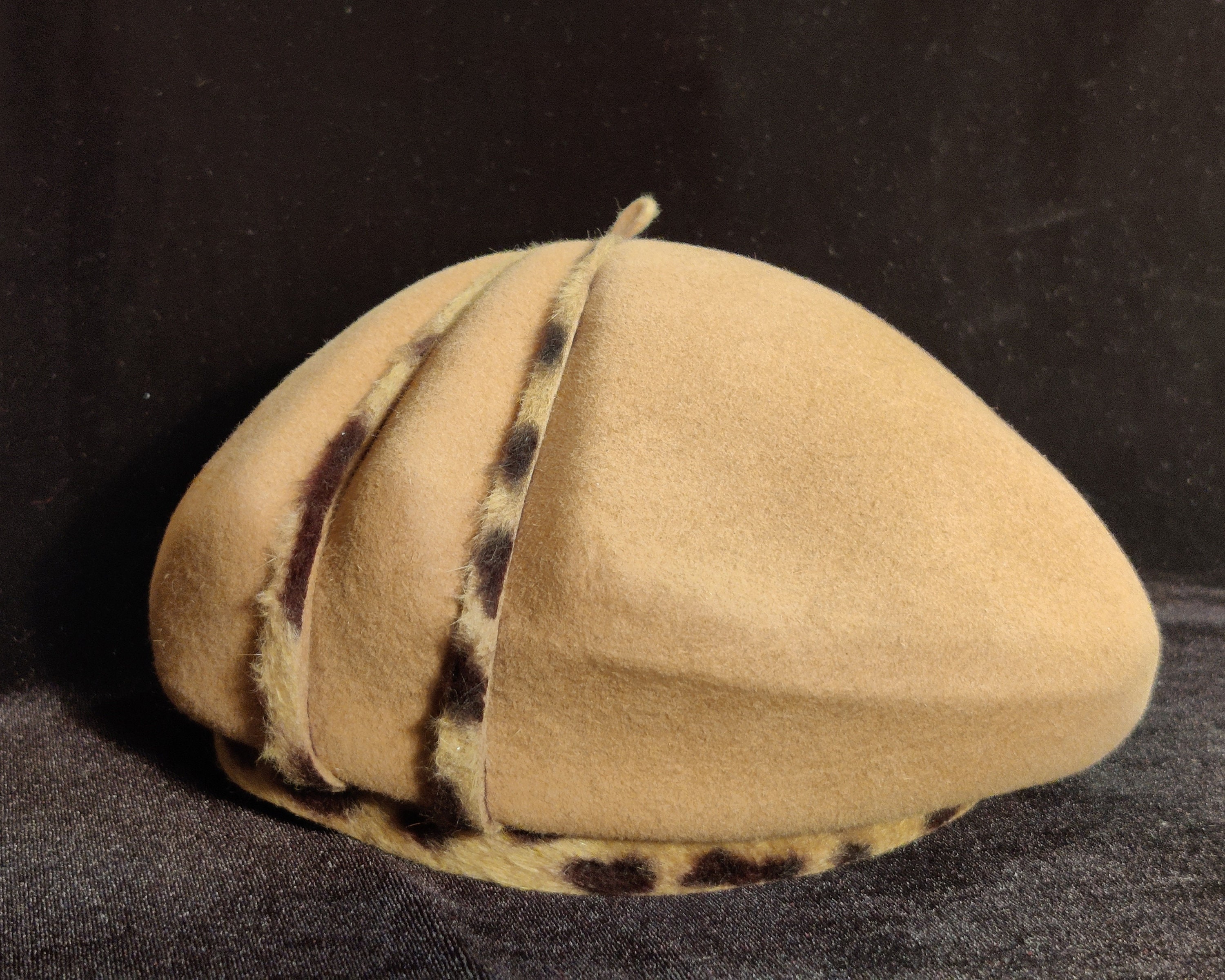 Molded Felt Beret for Women With Leopard Pattern Beige Ladies - Etsy