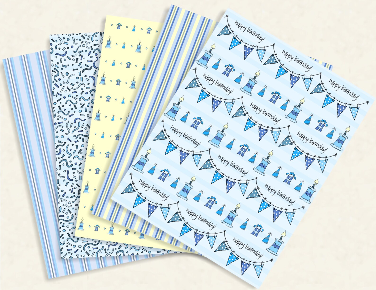 Birthday Digital Paper, Boy Digital Paper, Happy Birthday Digital, Boy ...