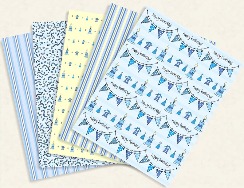 Birthday Digital Paper, Boy Digital Paper, Happy Birthday Digital, Boy ...