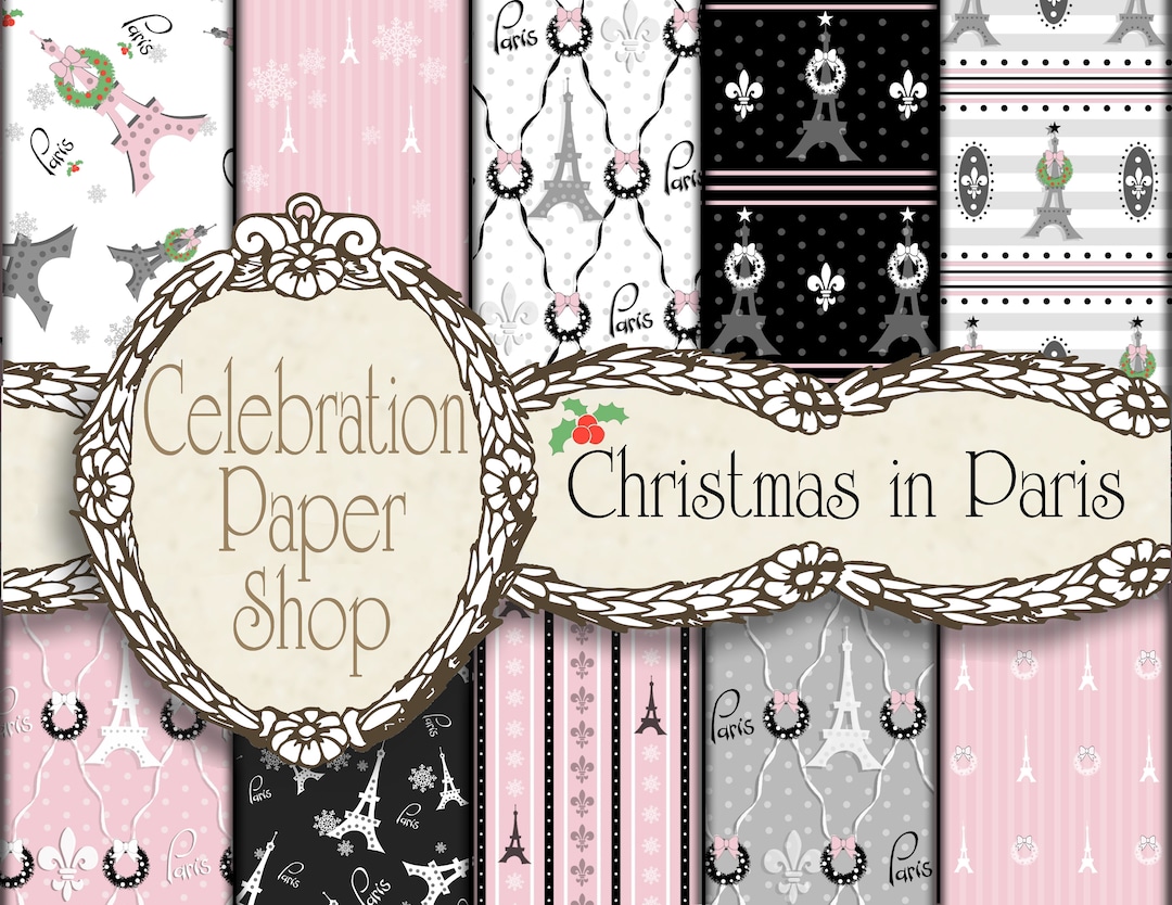 Paris Digital Paper, Eiffel Tower, Christmas Paris, Fleur De Lis ...