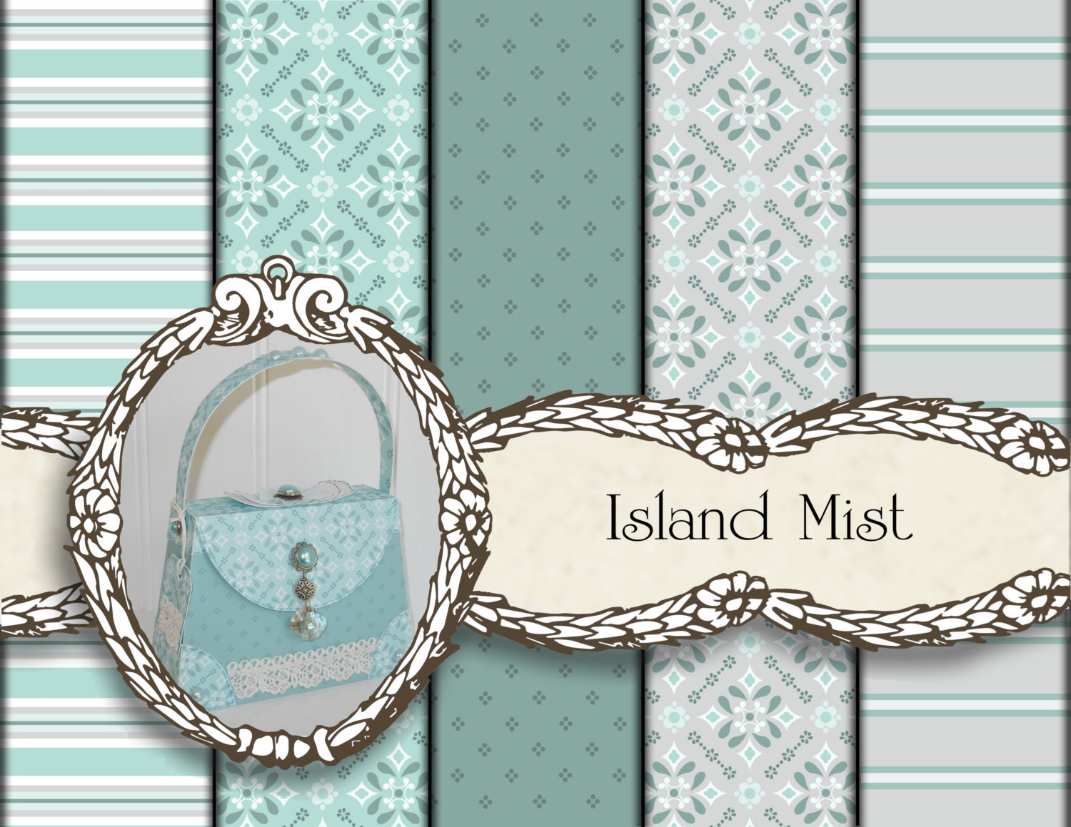 Teal Digital Paper, Turquoise Striped Digital Paper, Digital Background ...