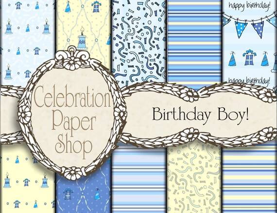 Birthday Digital Paper Boy Digital Paper Happy Birthday | Etsy