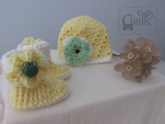 Yellow Baby Hat and Booties | Etsy