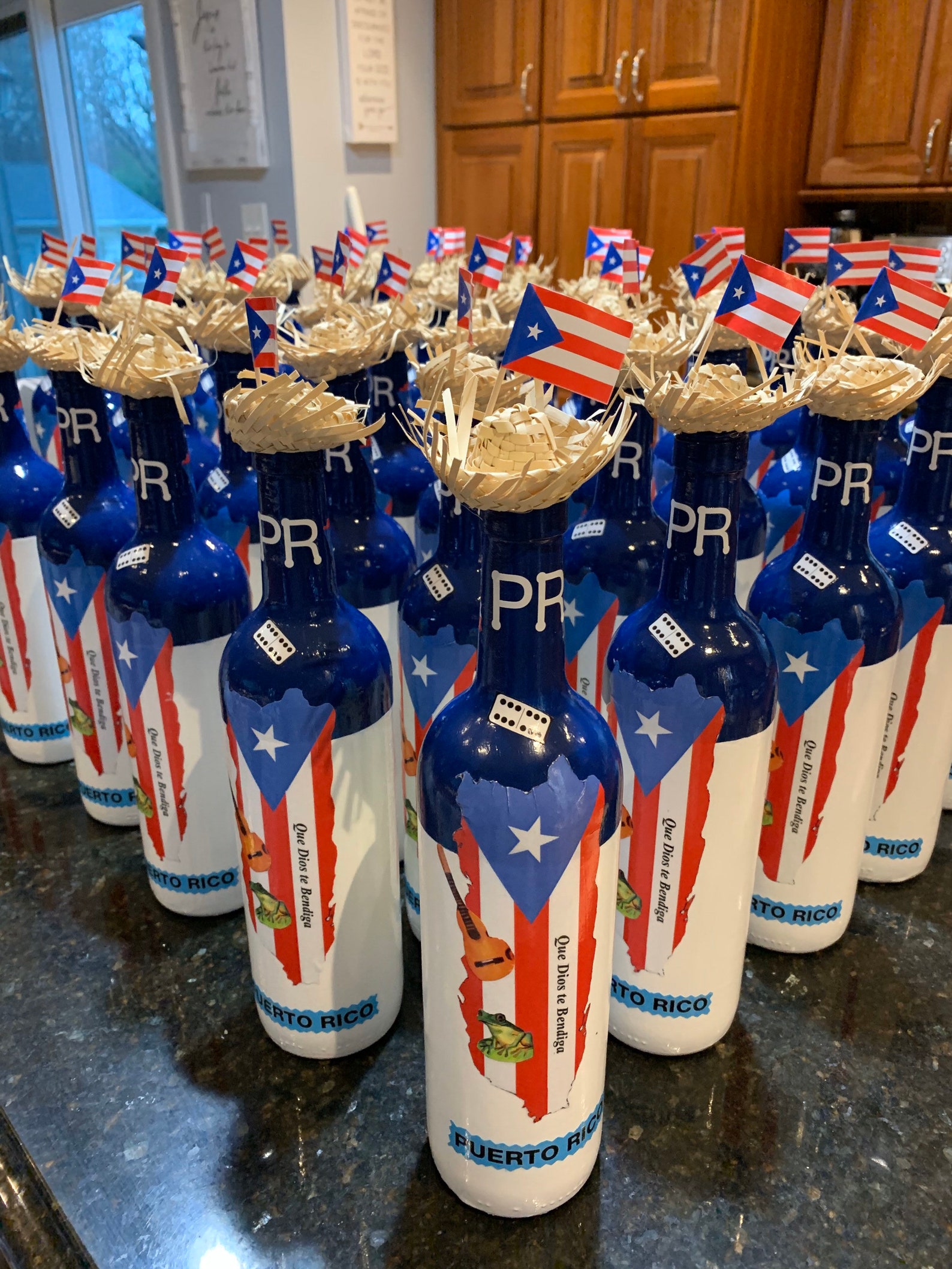 PUERTO RICO Que Dios Bendiga Puerto Rico Decorated Boricua Bottle ...