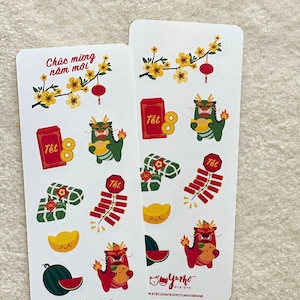 Tet Lunar New Year of the Dragon Sticker Tall Sheet New Year Stickers ...