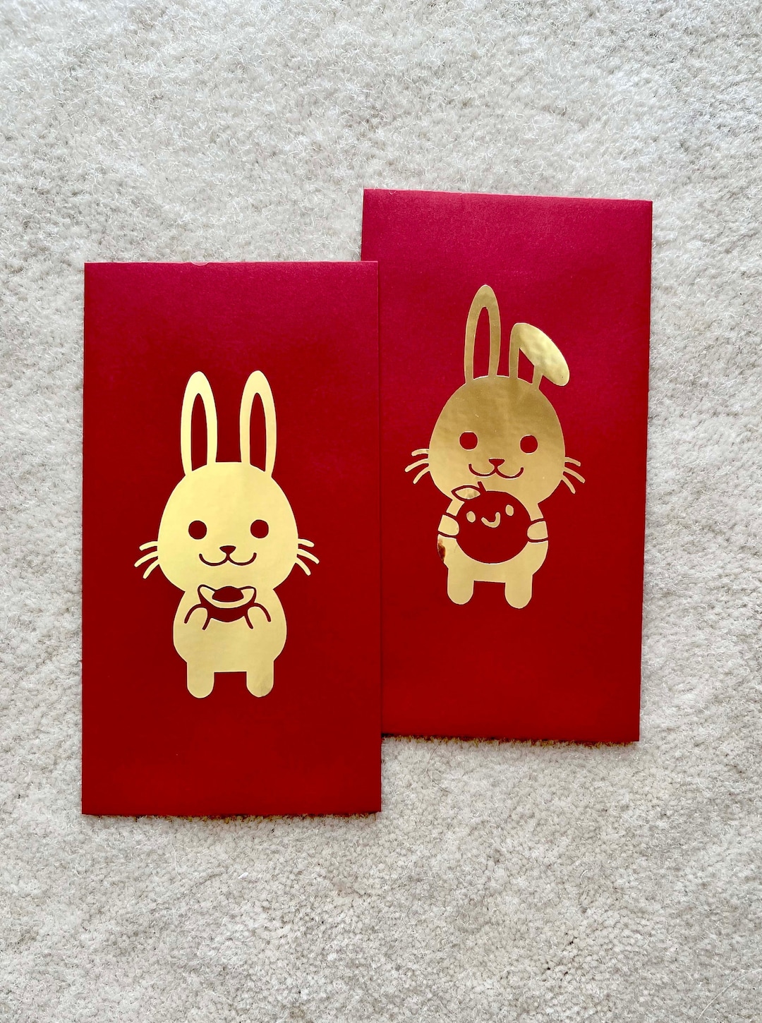 Year of the Rabbit Red Envelope Gold - Lucky Money - Money Envelope - Etsy