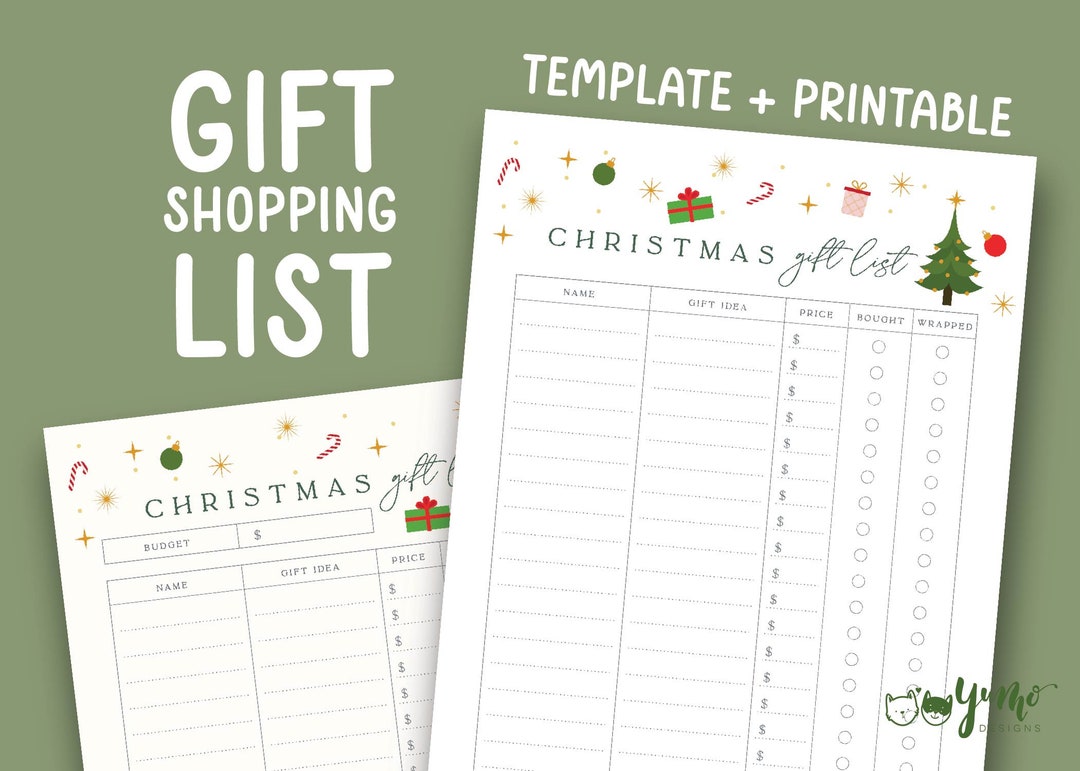 Christmas Gift List Holiday Gift Budget List Shopping List Template ...