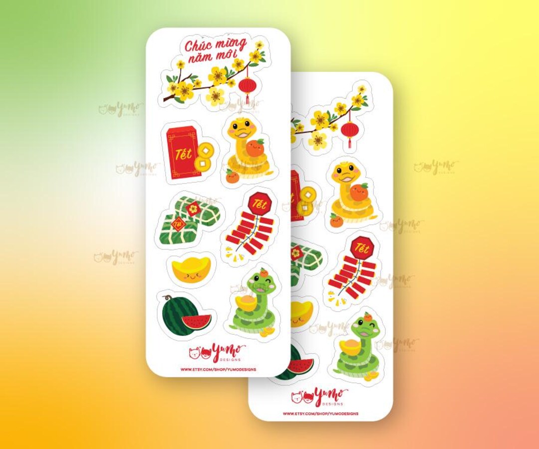 Year of the Snake Sticker Sheet: Tet Lunar New Year Stickers - Etsy