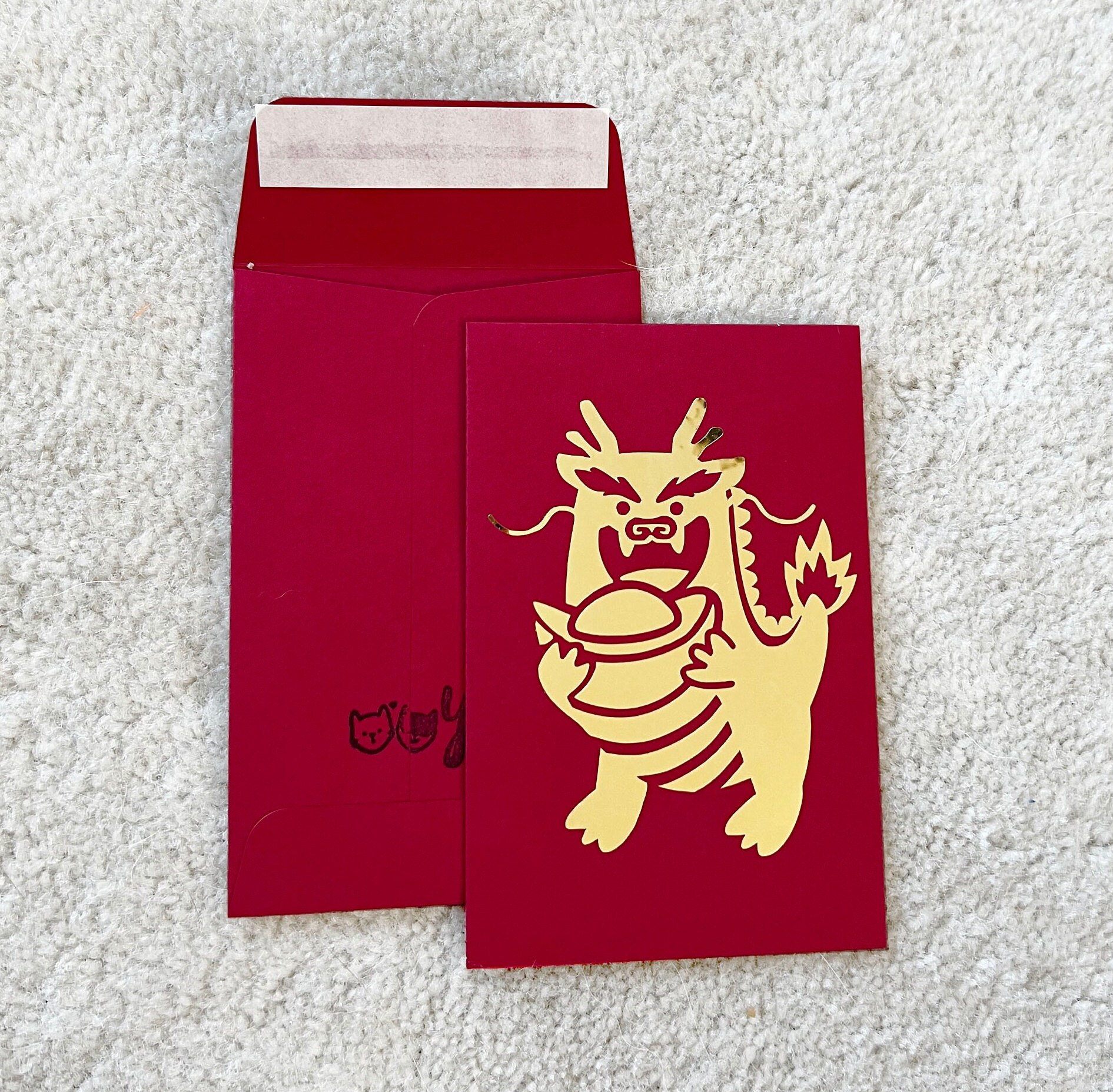 Year of the Dragon Red Envelope Gold - Lucky Money Money Envelope Lunar ...