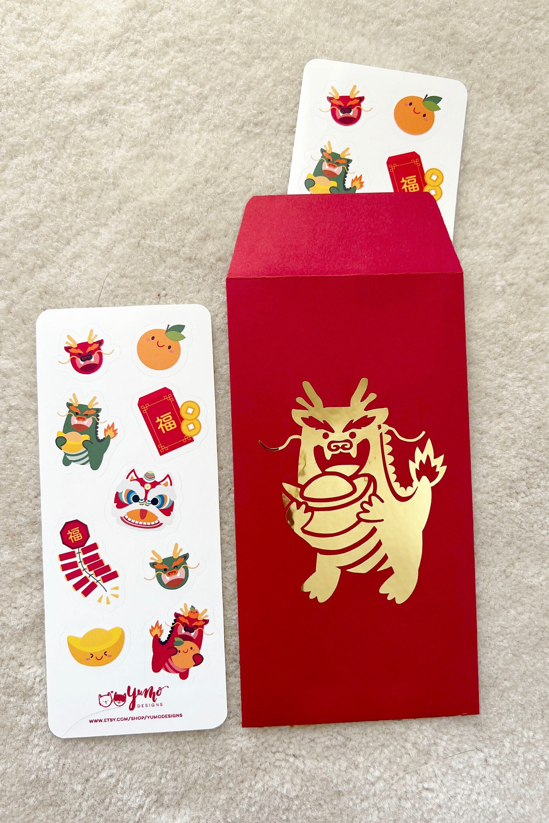 Lunar Chinese Tet New Year of the Dragon Sticker Tall Sheet New Year ...