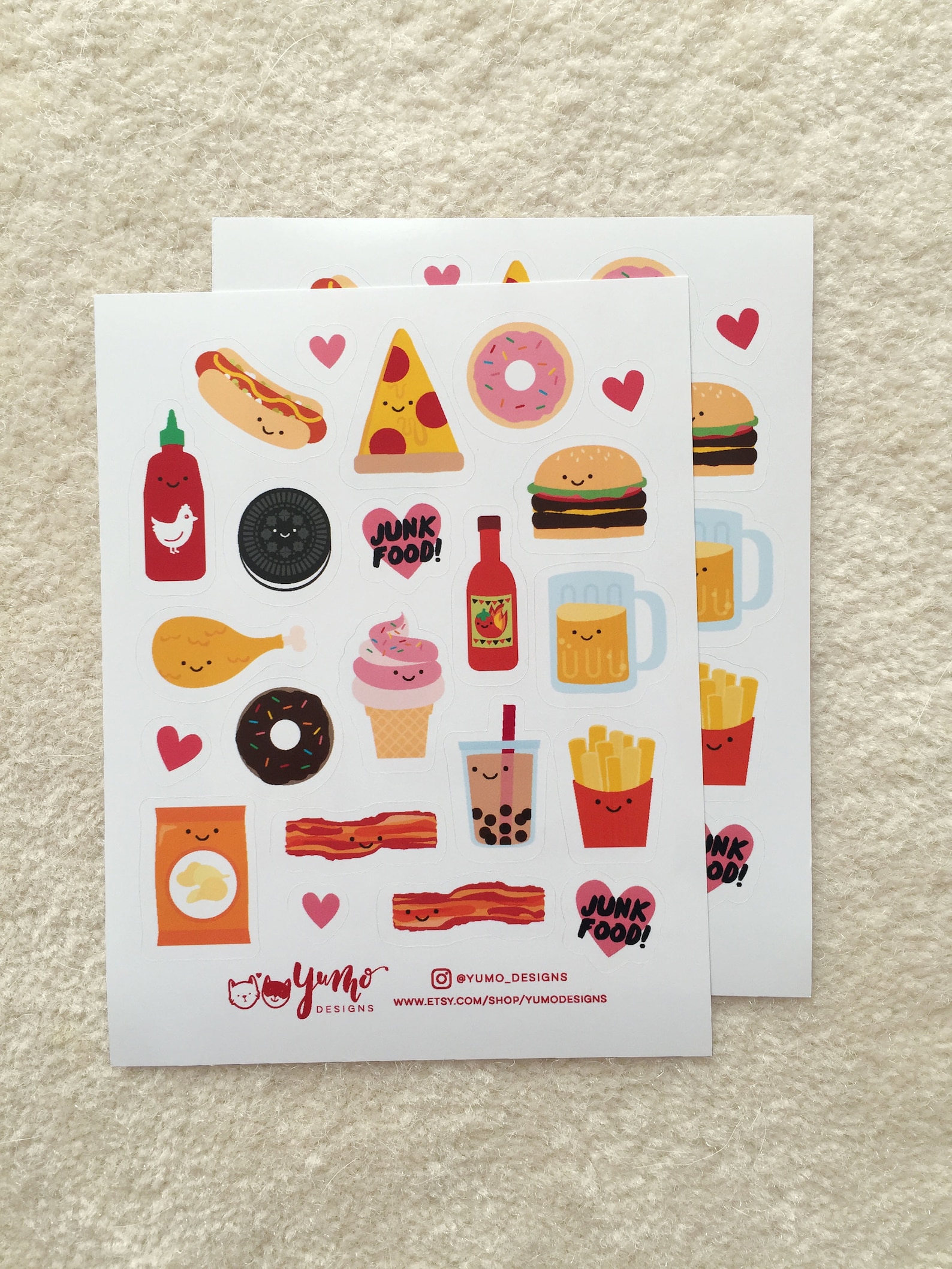 Mini Junk Food Stickers Sheet - Etsy