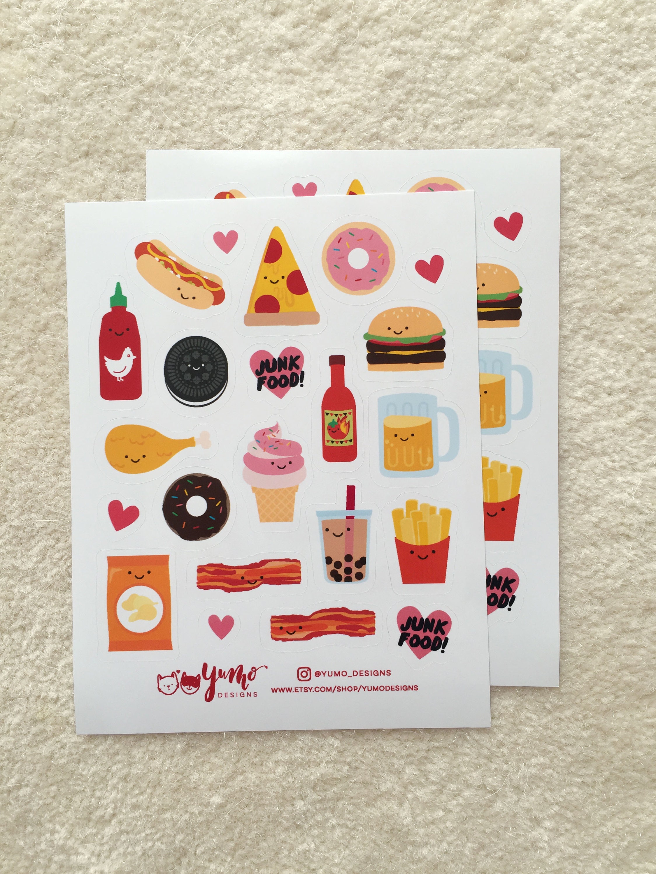Mini Junk Food Stickers Sheet - Etsy