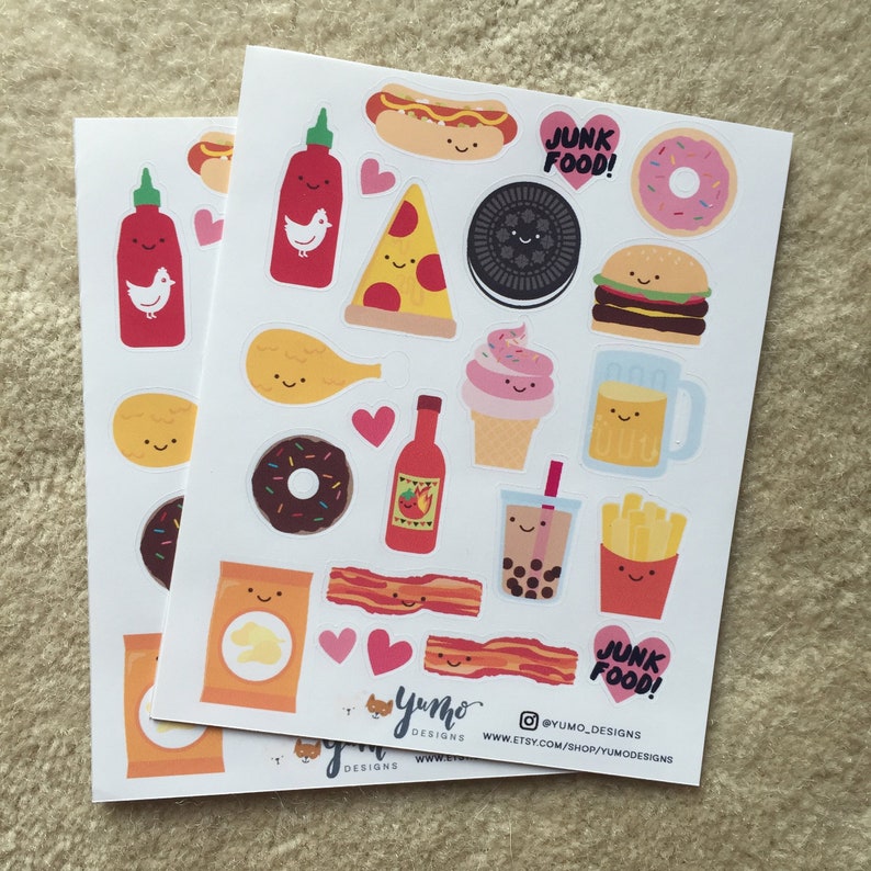 Mini Junk Food Stickers Sheet | Etsy
