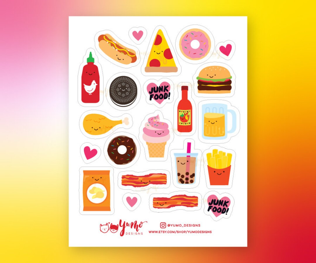Mini Junk Food Stickers Sheet - Etsy