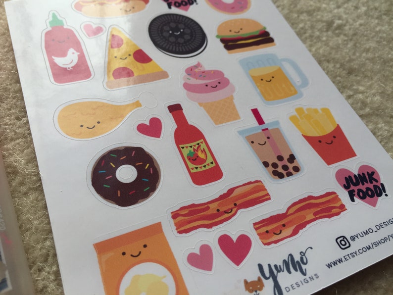 Mini Junk Food Stickers Sheet | Etsy