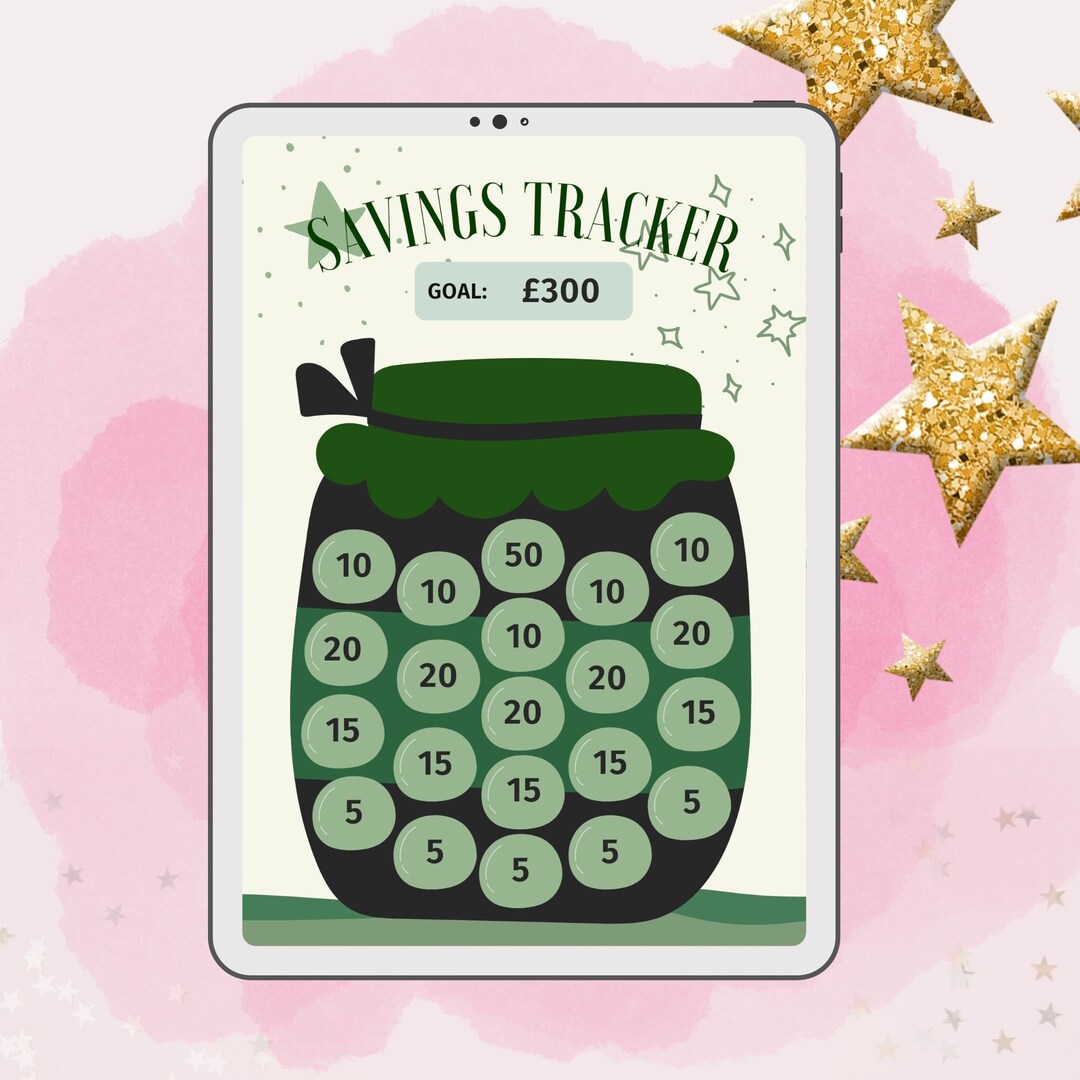 Green Digital Savings Tracker, Colourful Savings Planner, Etsy Tracker ...