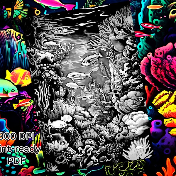 Printable Ocean Coloring Poster - Etsy