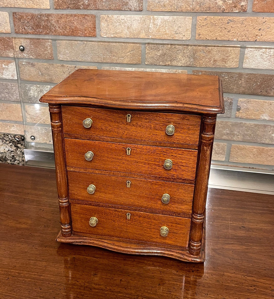 Antique English Golden Oak Victorian Period Table-top Chest of Drawers ...