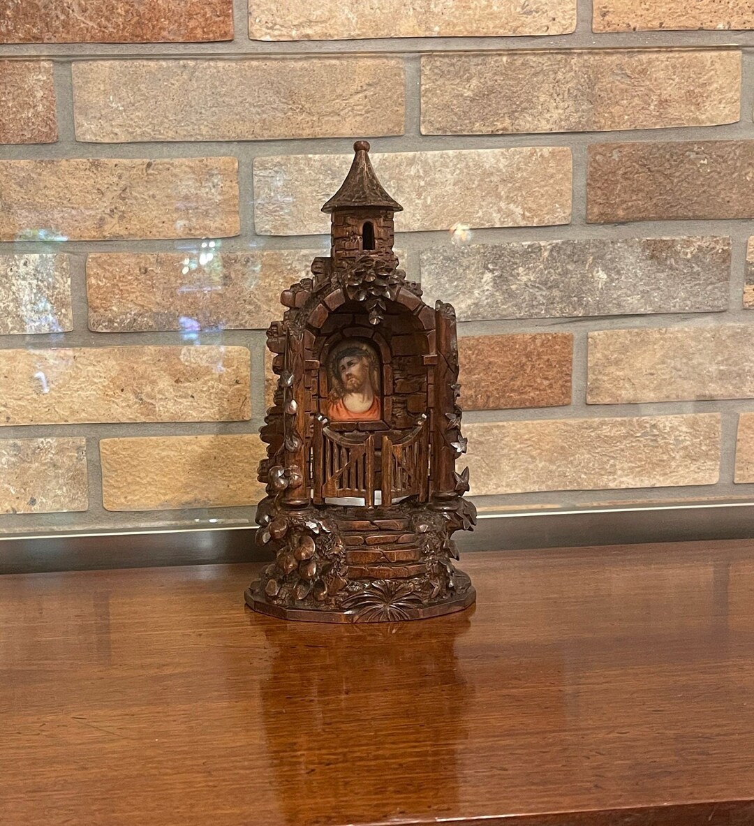 Rare Antique Hand Carved Black Forest Holy Water Stoop, Font, Circa ...