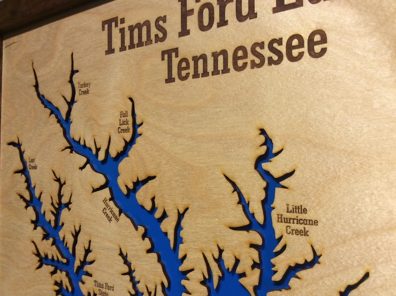 Tims Ford Lake, Tennessee. Laser Engraved Wooden Lake Map. - Etsy