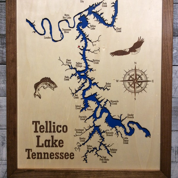 Lewis Smith Lake, Alabama, Laser Engraved and Cut Wooden Lake Map. - Etsy